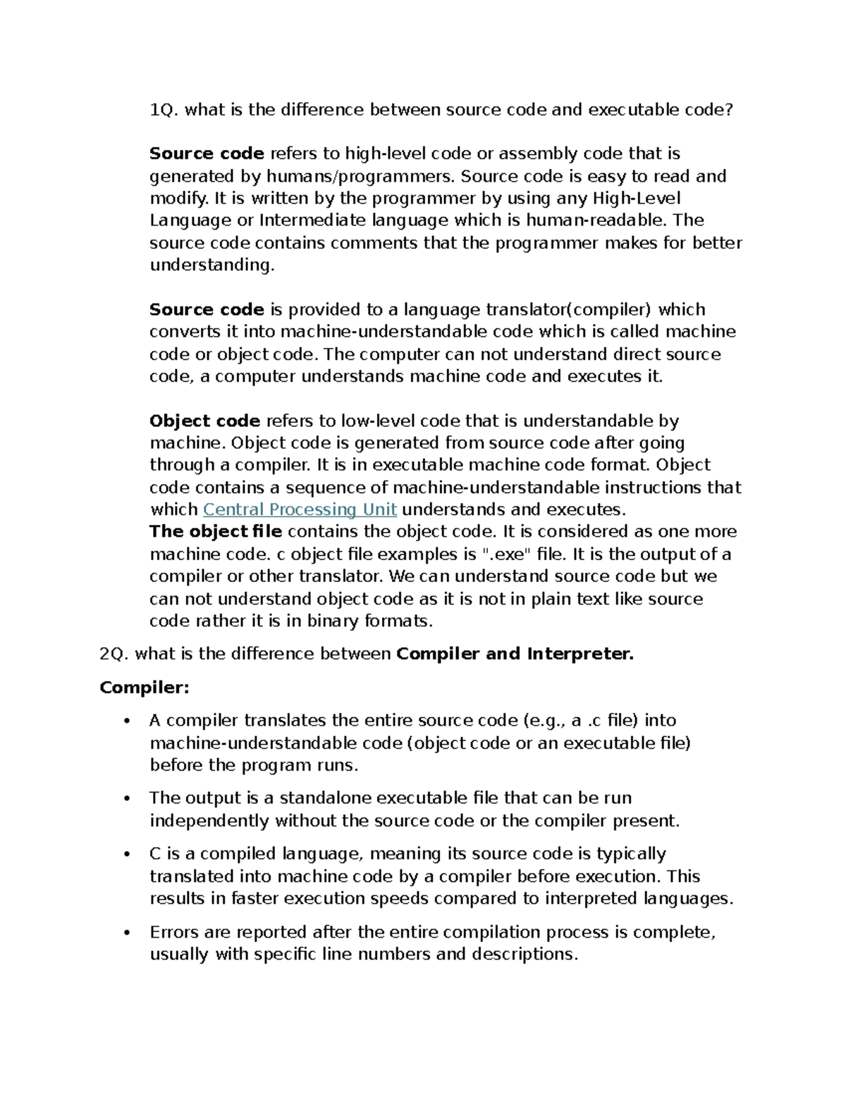 C Programming 1Q: Source Code vs Executable Code & Compiler vs ...