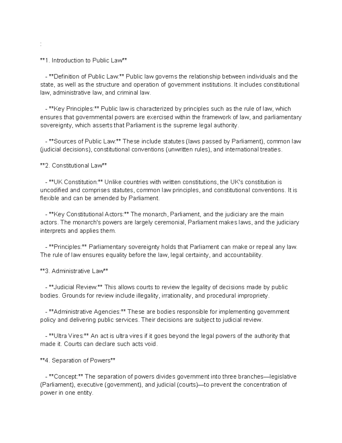 Public Law Overview: Key Concepts & Principles for Study - Studocu