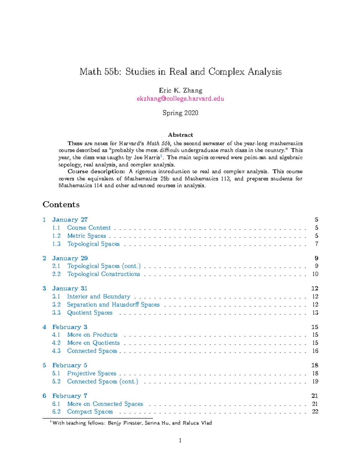 Math 55b: Comprehensive Notes on Real and Complex Analysis - Studocu