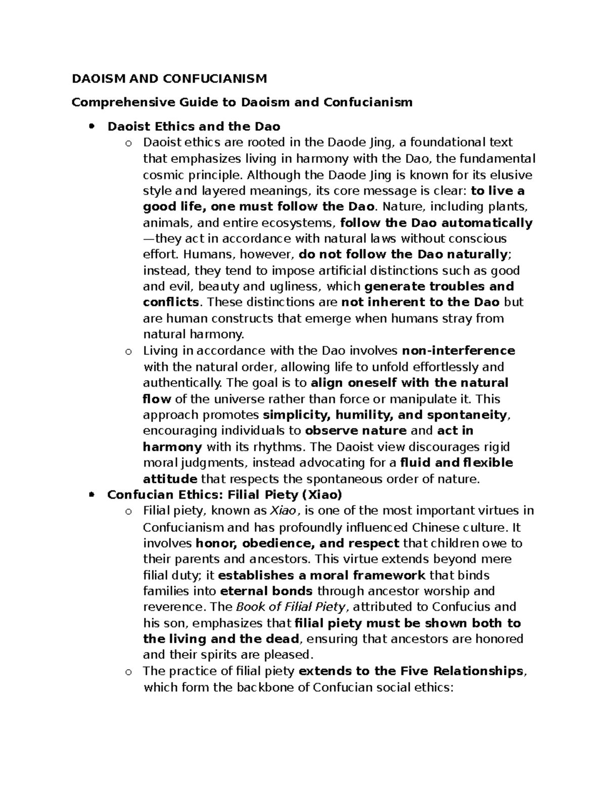 DAOISM AND CONFUCIANISM: A Comprehensive Overview Guide - Studocu