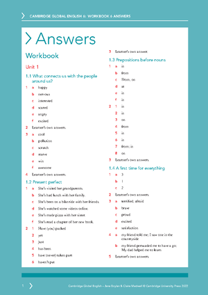 Global english 4 (Answer keys) - Answers C At school Martha is learning ...