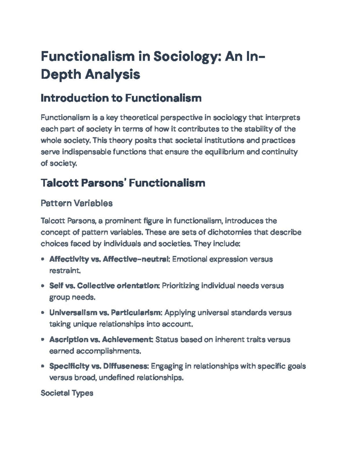 Functionalism in Sociology: Key Theories by Parsons and Merton ...