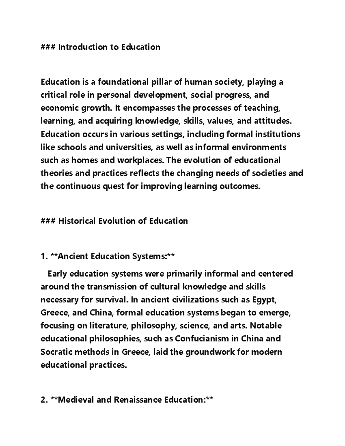 Education - Sam Yagan - Introduction to Education Education is a ...