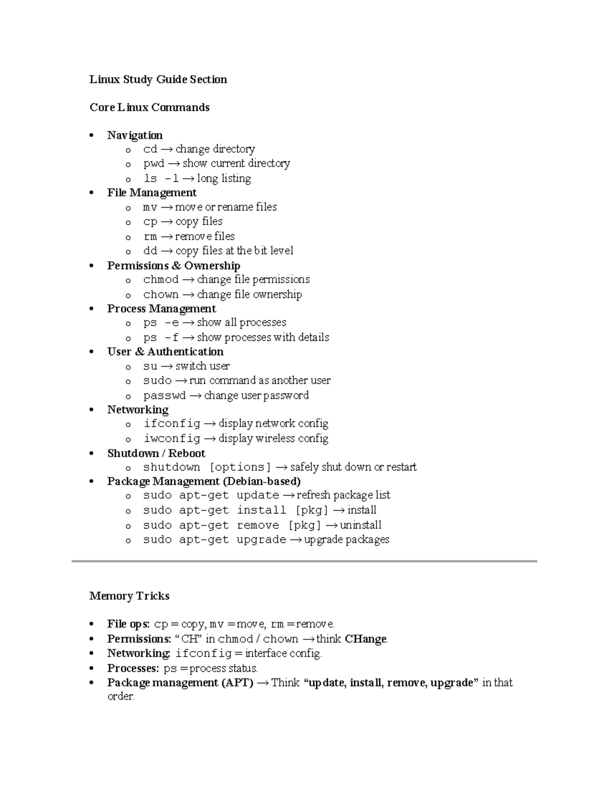 D317 - CompTIA A+ 1 (220-1202) Linux Commands Study Guide - Studocu