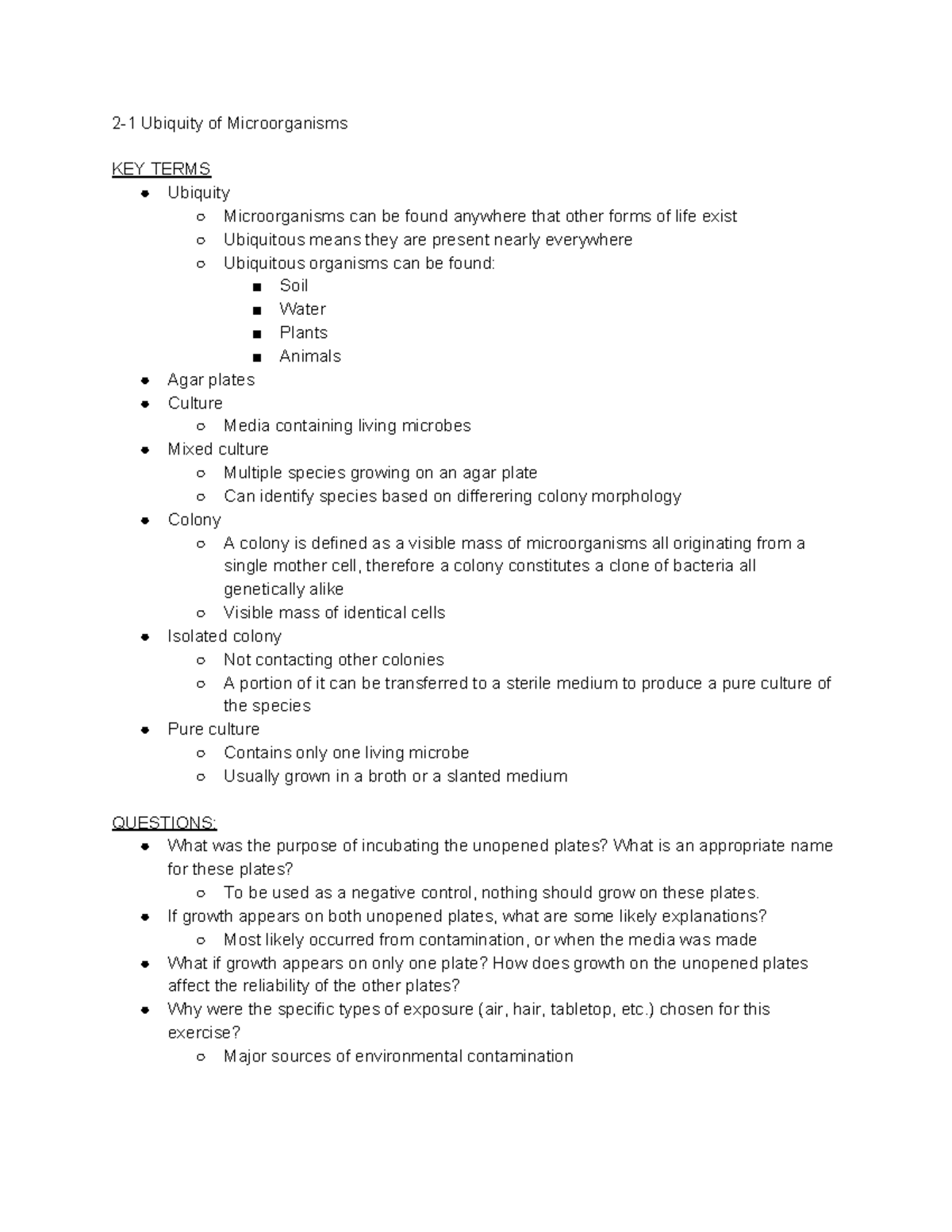 Micro Lab Quiz 1: Lecture Notes on Microbial Ubiquity and Microscopy ...