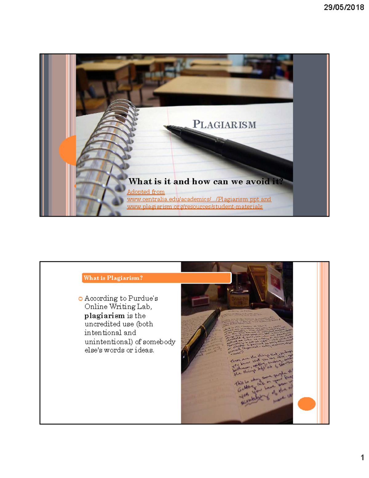 Types of Plagiarism Slides - PLAGIARISM What is it and how can we avoid ...