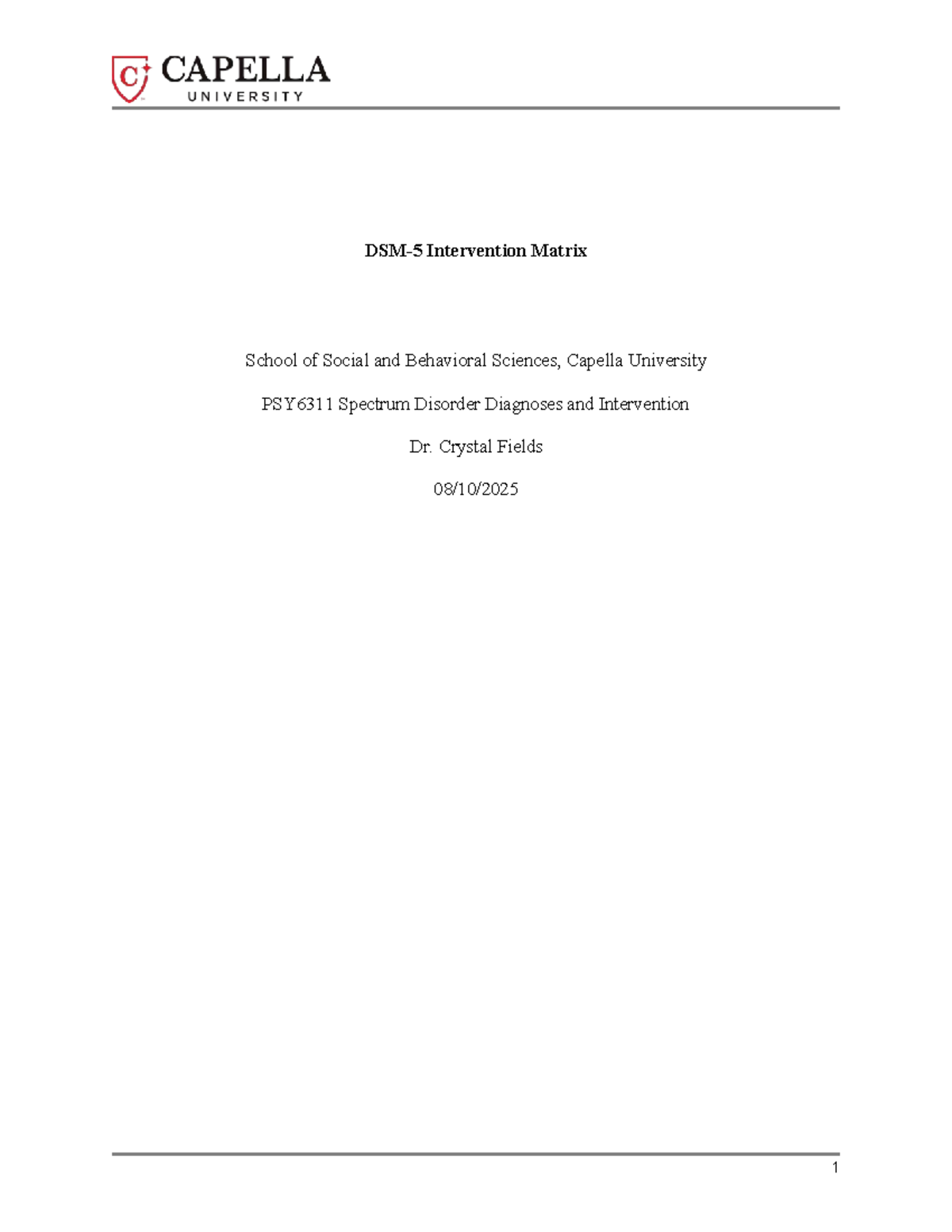 Intervention Matrix for Autism Spectrum Disorders - PSY6311 - Studocu