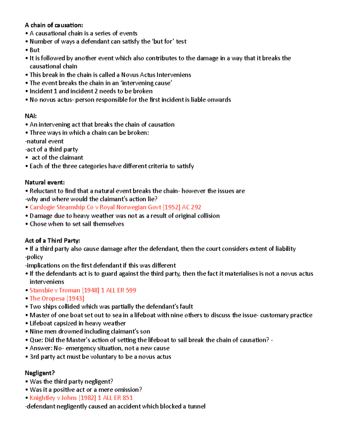Novus actus interveniens - A chain of causation: A causational chain is ...