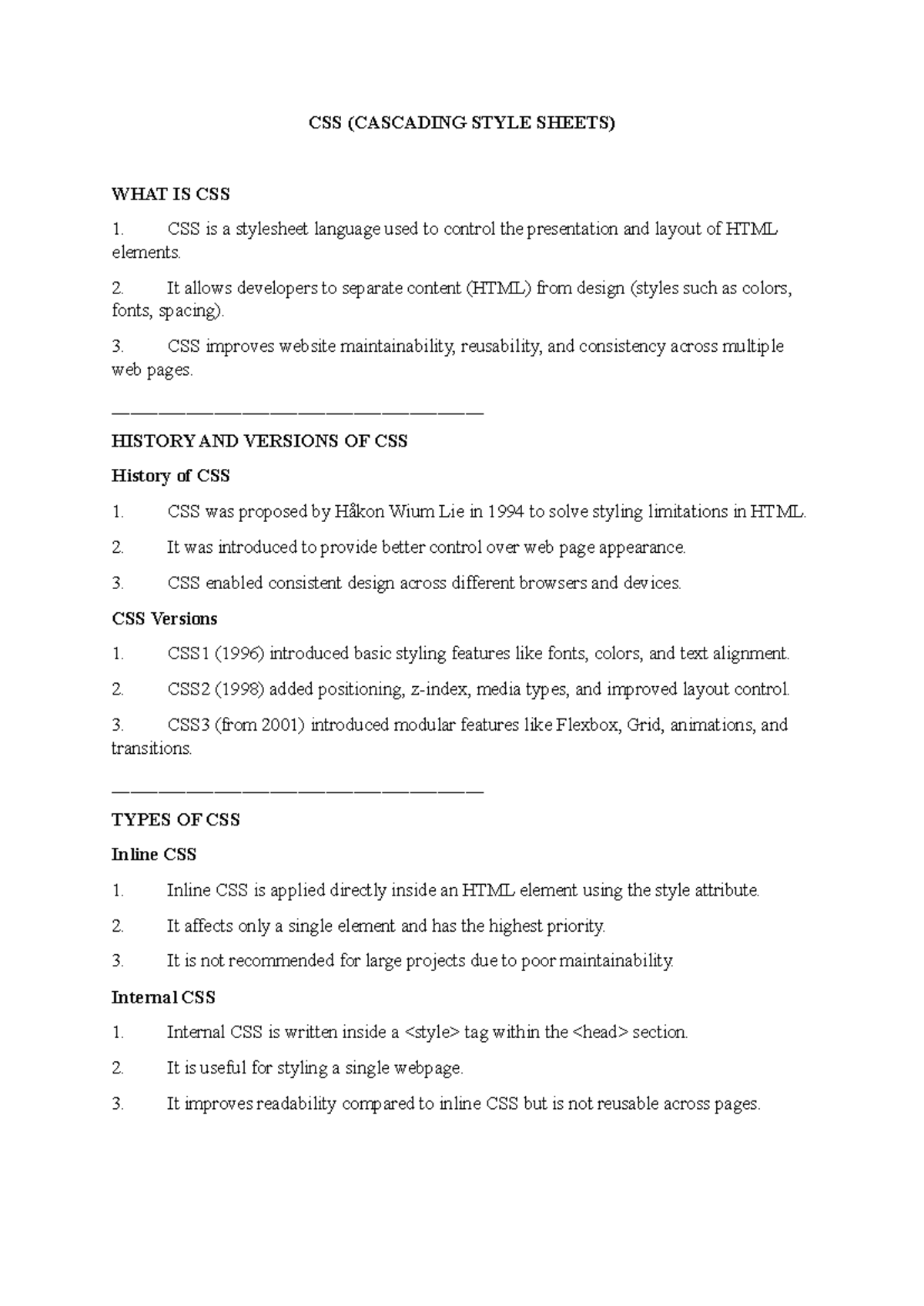 CSS (CASCADING STYLE SHEETS) - An Overview and Key Concepts - Studocu