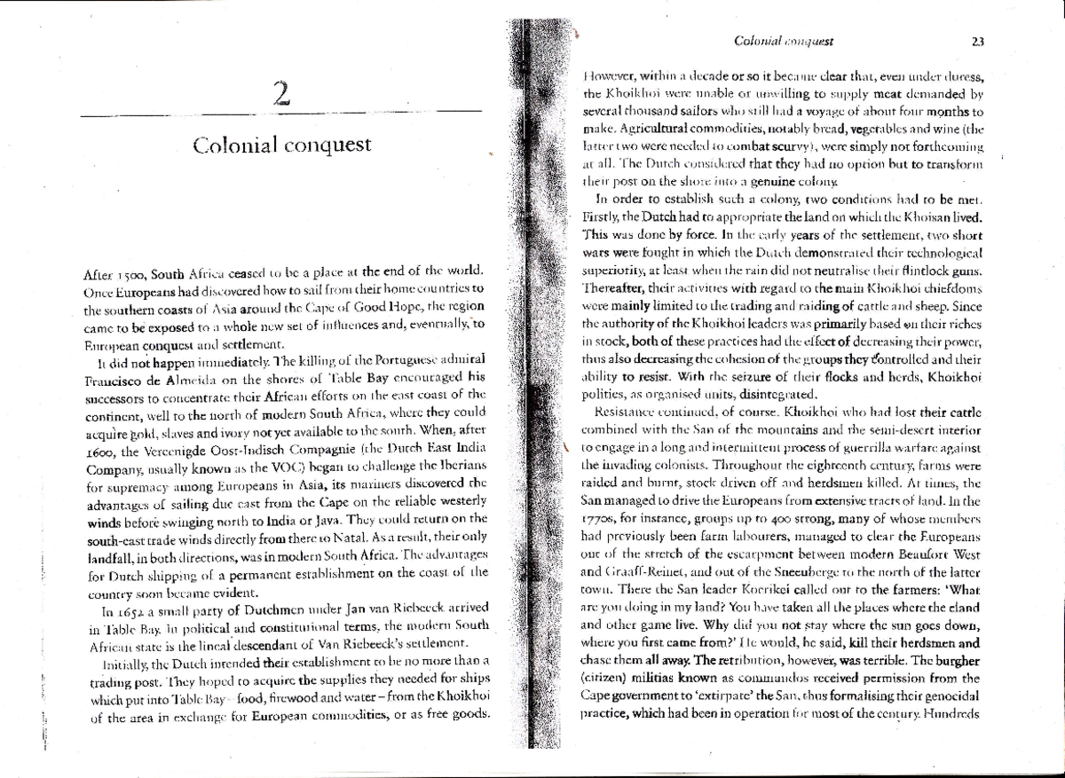 Chapter 2: Colonial Conquest in South Africa - Robert Ross - Studocu