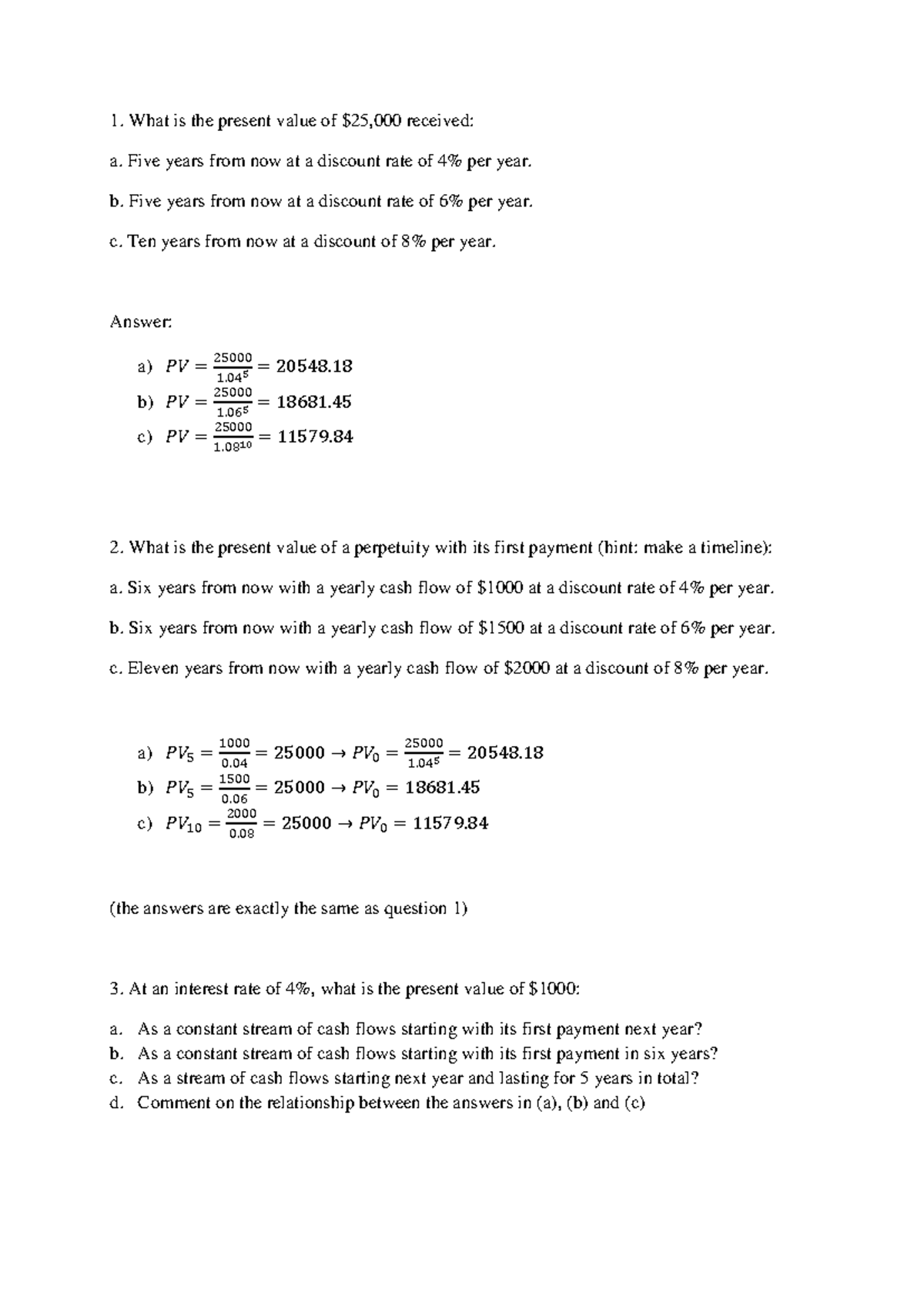 IFA Tutorial 2 Solutions: Present Value Calculation Exercises - Studeersnel