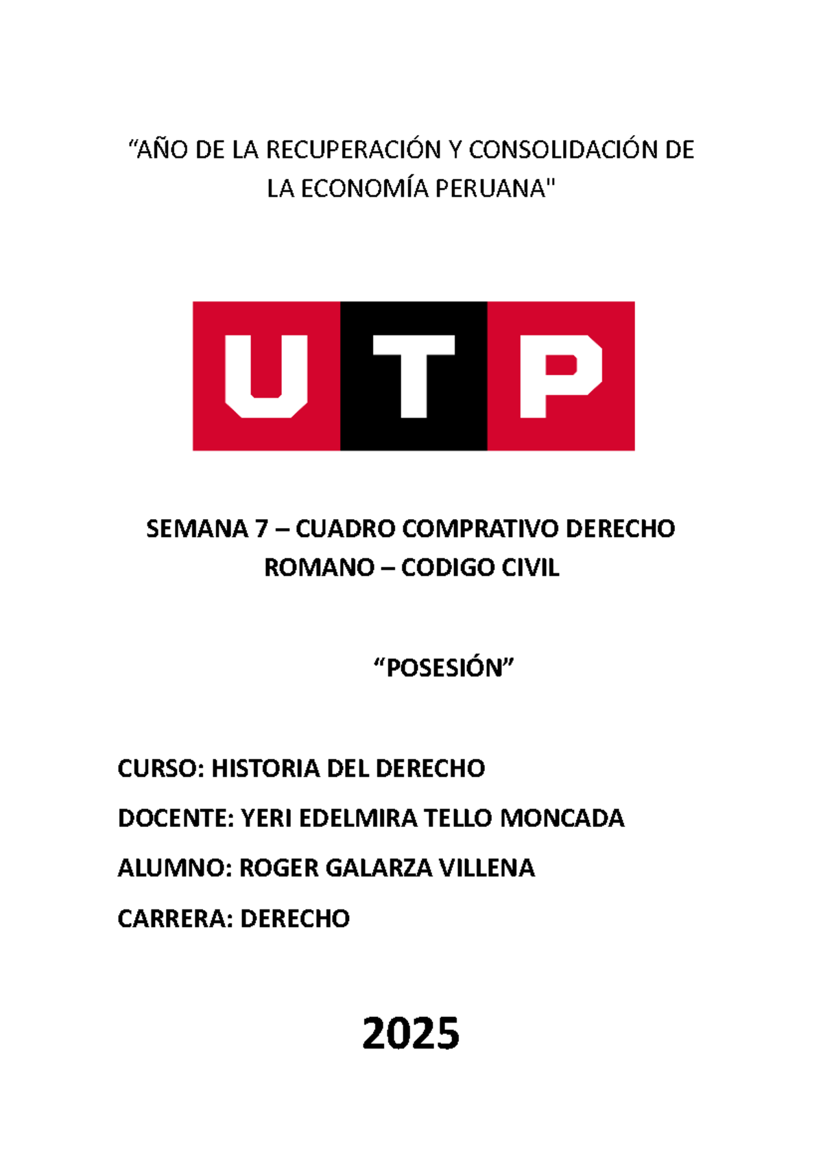 Semana 7 – Cuadro Comprativo Derecho Romano – Codigo Civil - Historia ...