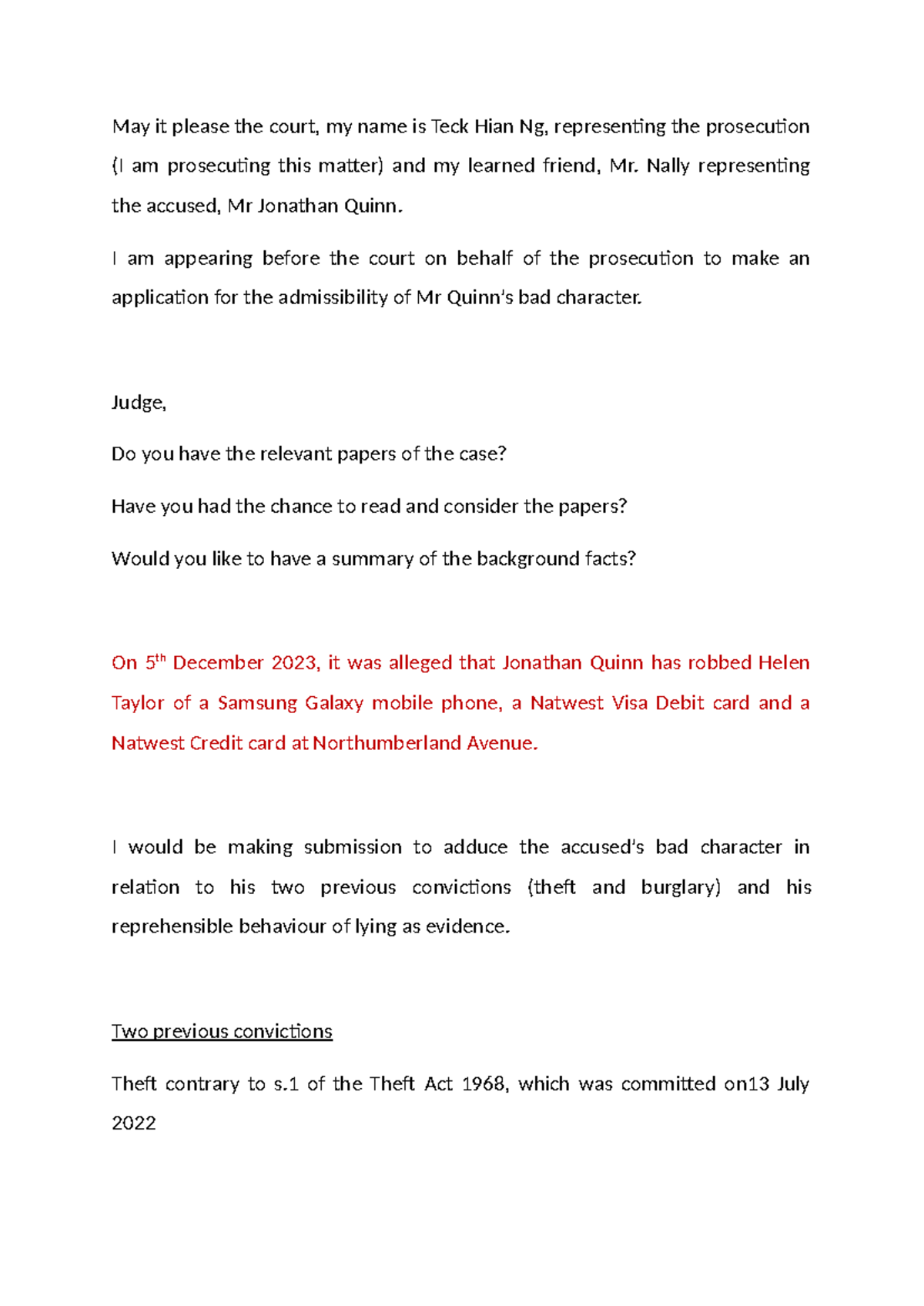 Admissibility of Bad Character Evidence in Criminal Trials - Studocu