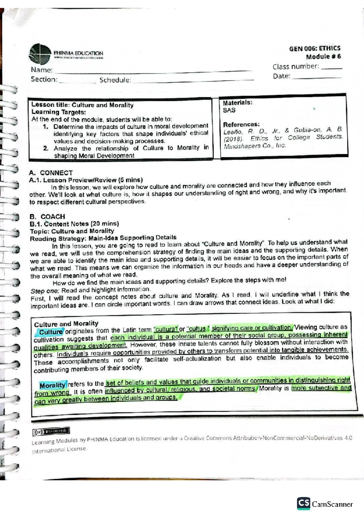 GEN 006: ETHICS PHINMA EDUCATION Module 6 - Culture and Morality ...