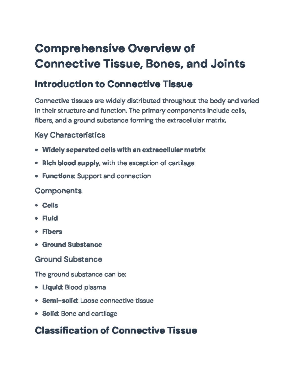Overview of Connective Tissue, Bones, and Joints - Anatomy Course Notes ...