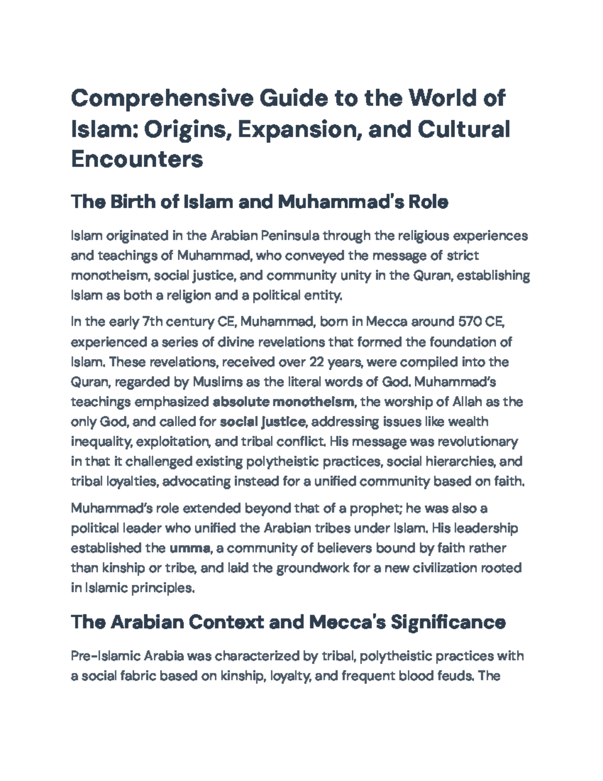 Comprehensive Study of Islam: Origins, Expansion, and Cultural Impact ...