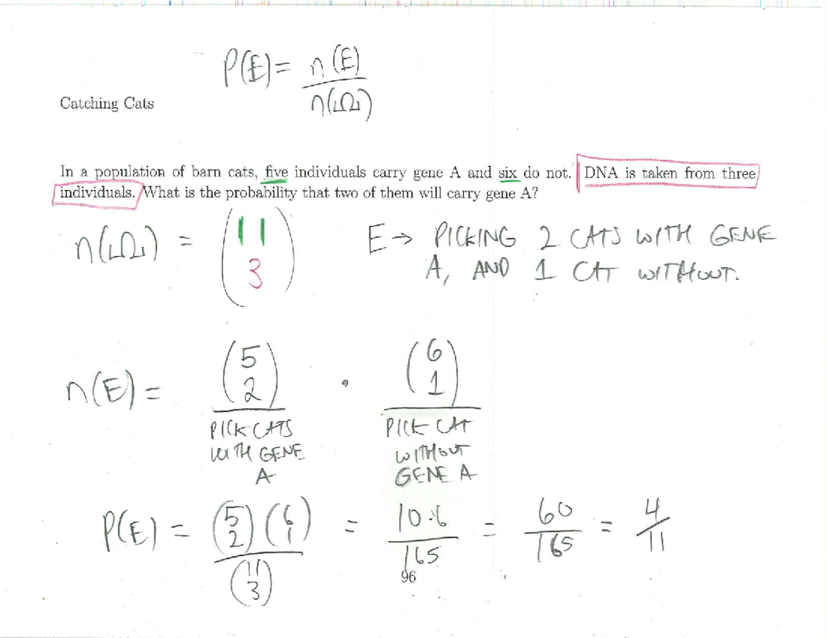 Math 1507: Week 7 Probability Notes and Genetic Concepts - Studocu