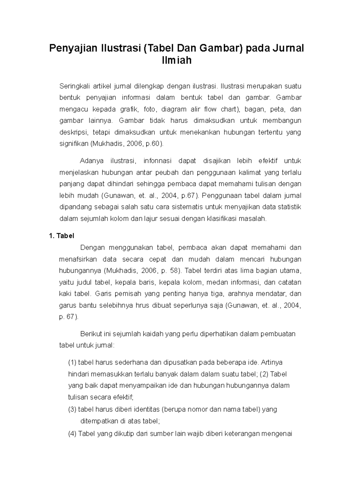 Penyajian Ilustrasi Tabel dan Gambar pada Jurnal Ilmiah: Panduan ...