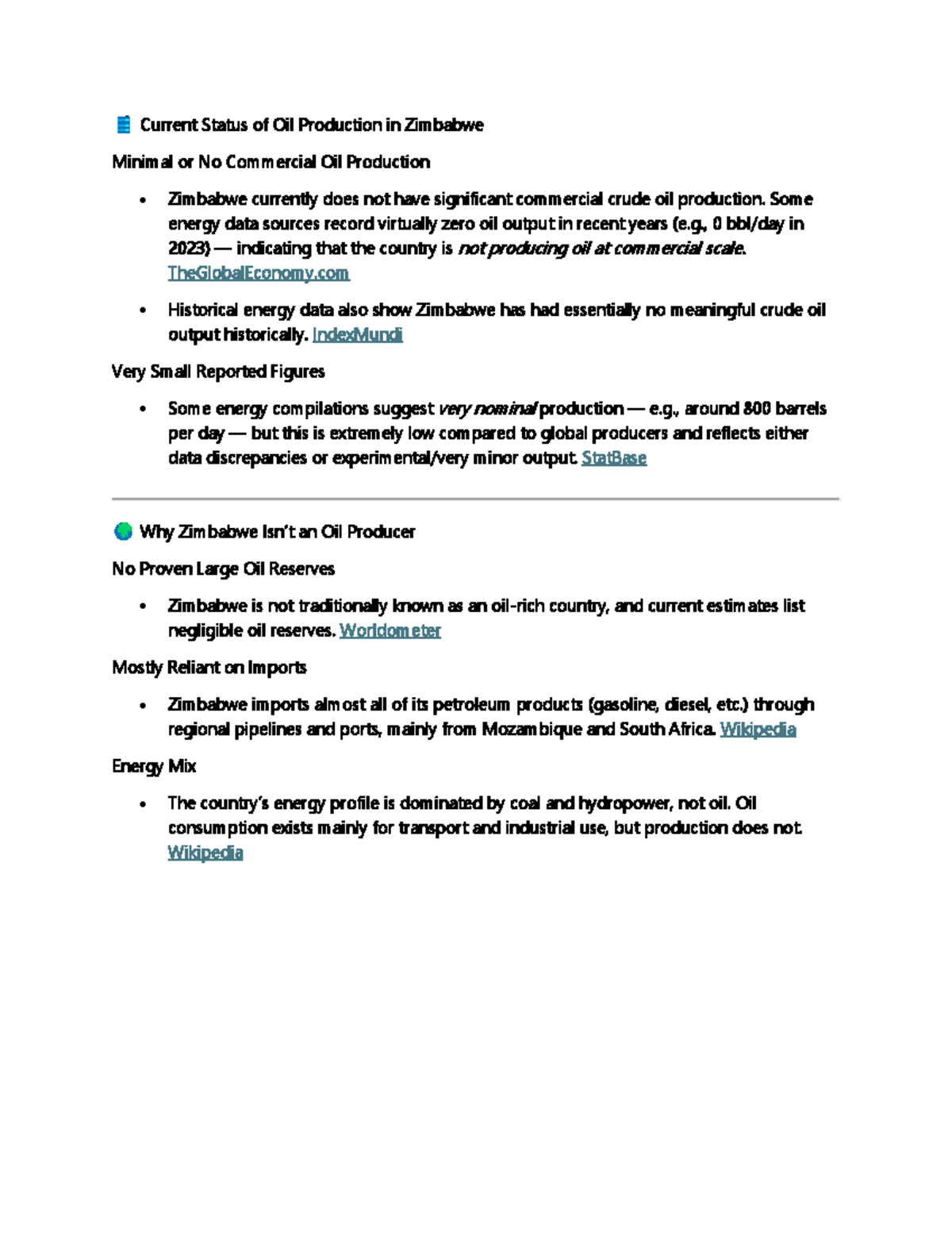 Current Status of Oil Production in Zimbabwe: A Review - Studocu