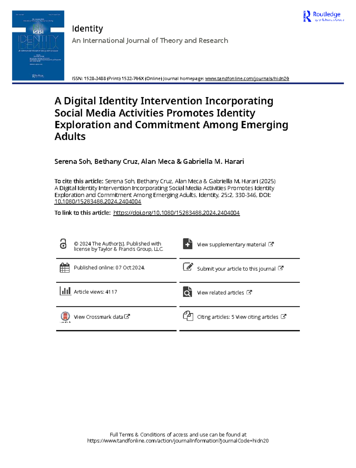 Digital Identity Intervention: Enhancing Exploration & Commitment in ...