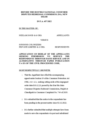 Interlocutory Application- Format- CPC- DRAFT - INTERLOCUTORY ...