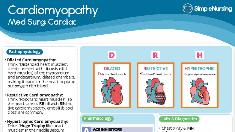 Cardiomyopathy Med Surg: Cardiac Pathophysiology Flash Cards - Studocu