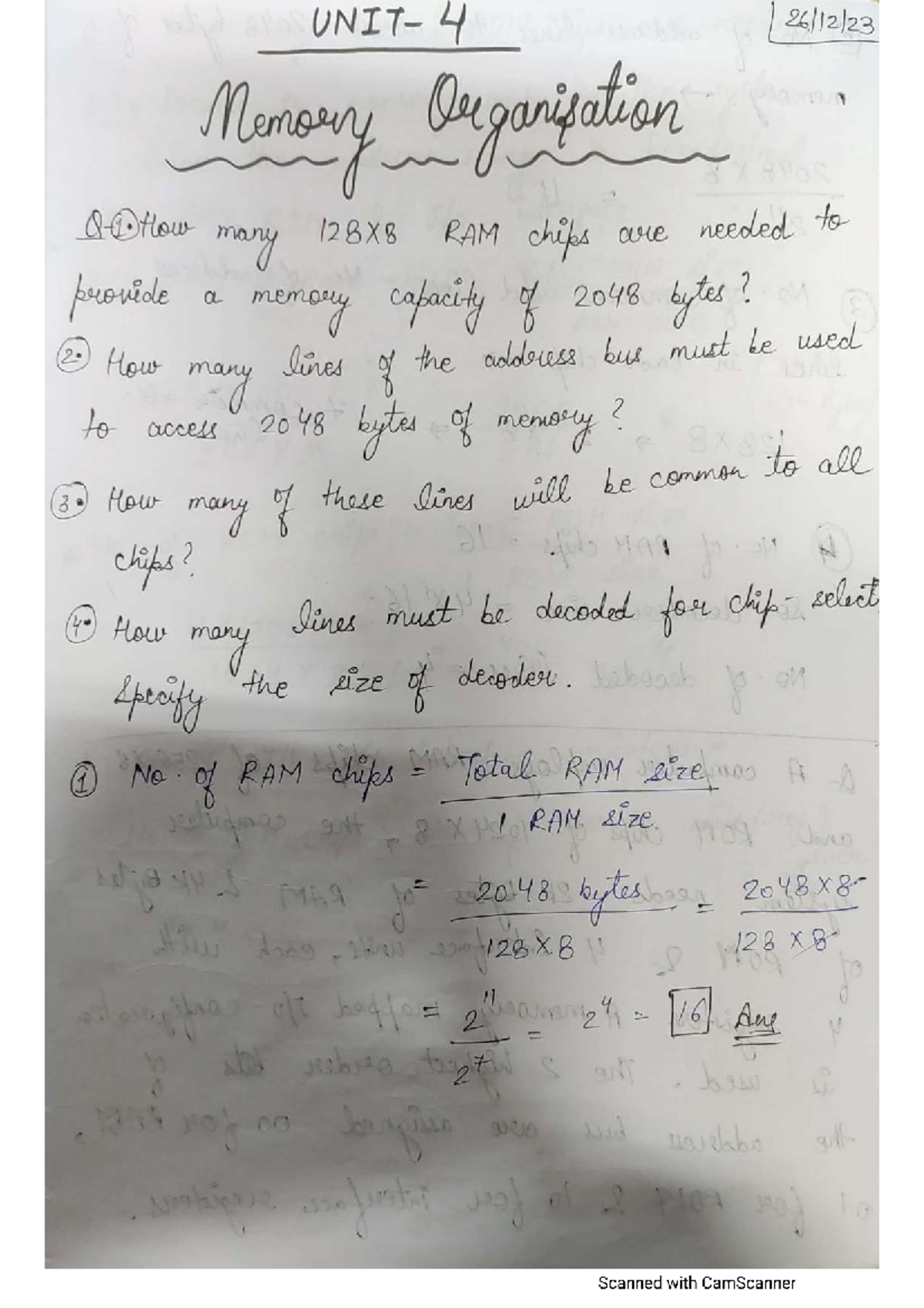 Memory Management Techniques in COA: RAM and Cache Organization - Studocu