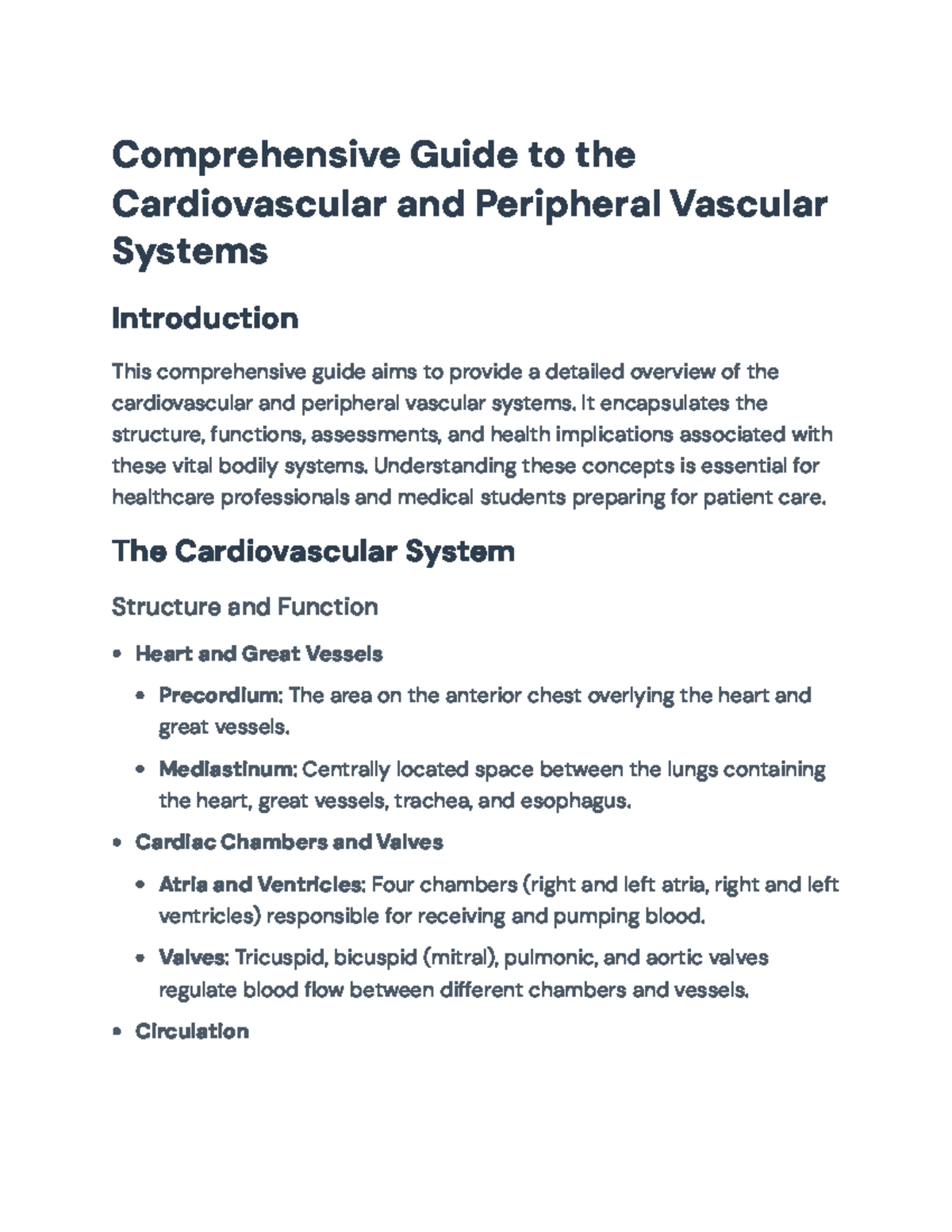 Comprehensive Overview of Cardiovascular & Peripheral Vascular Systems ...