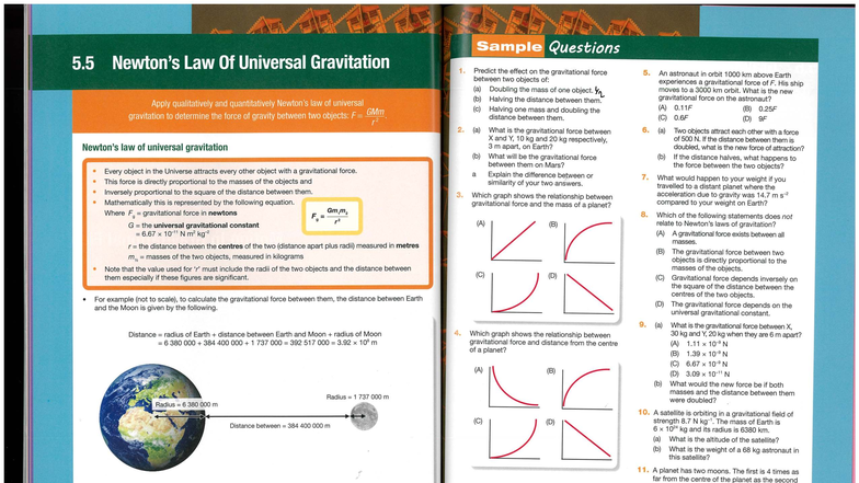Module 5.5: Newton's Law of Universal Gravitation Sample Questions ...