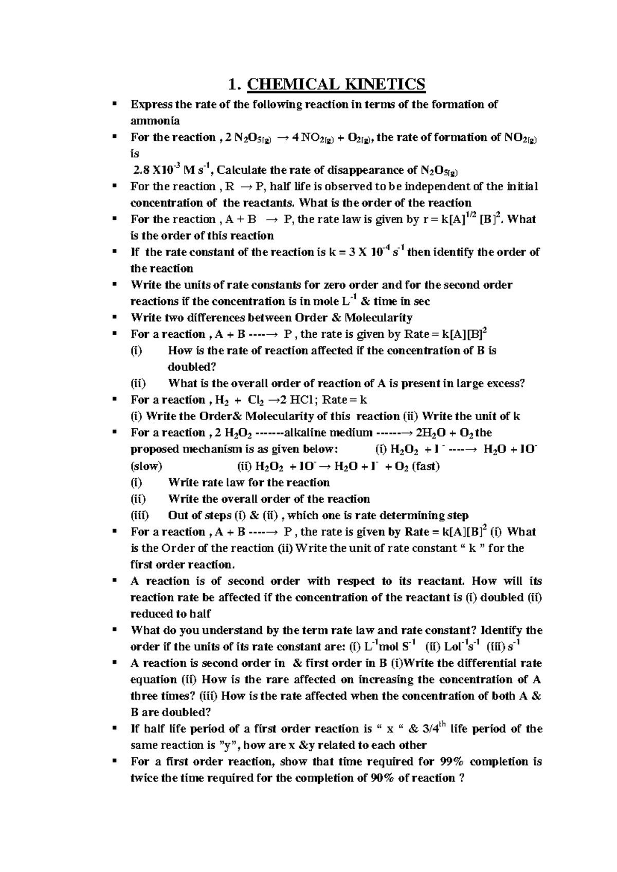 Chemical Kinetics Notes - CHEM 101 Study Guide by hsk777yt - Studocu