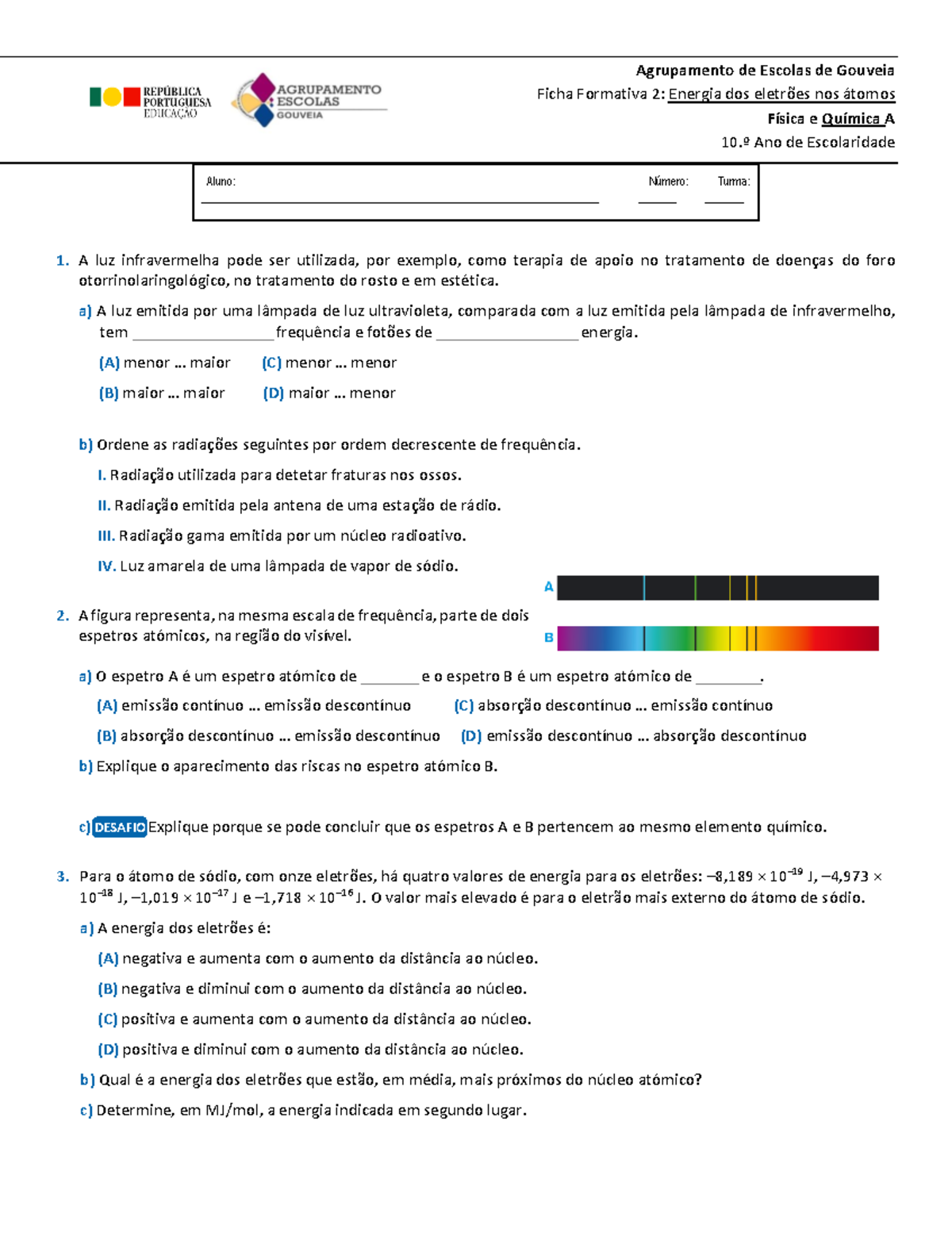 FForm 2 espetros e configuração eletrónica - Agrupamento de Escolas de ...