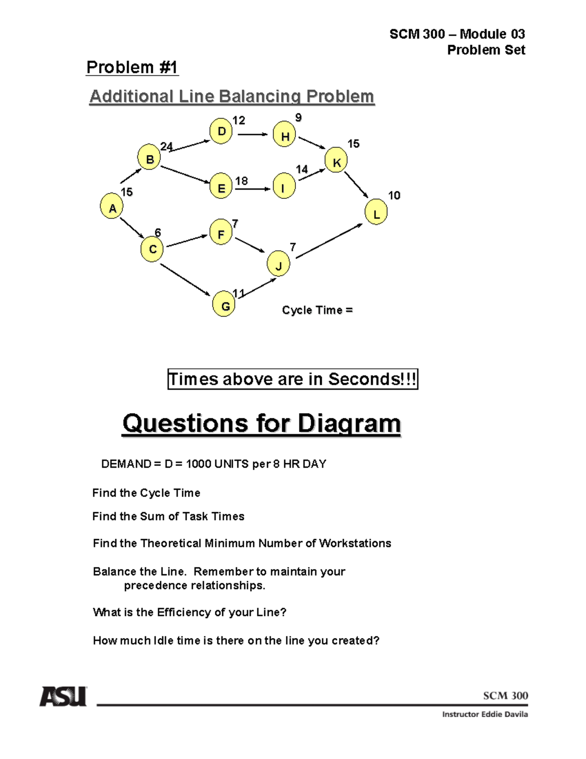 SCM 300 Module 03 Problem Set: Line Balancing Analysis and Solutions ...