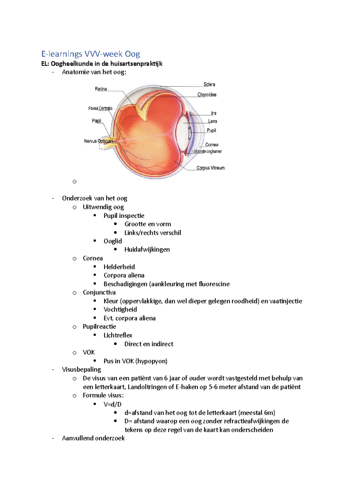 E-Learning EL: Oogheelkunde - Anatomie en Onderzoek van het Oog ...