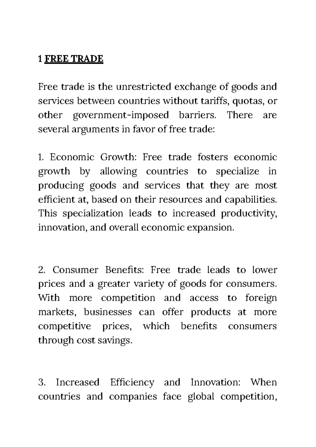 1 FREE Trade and Protectionism: Economic Impacts and Debates - Studocu