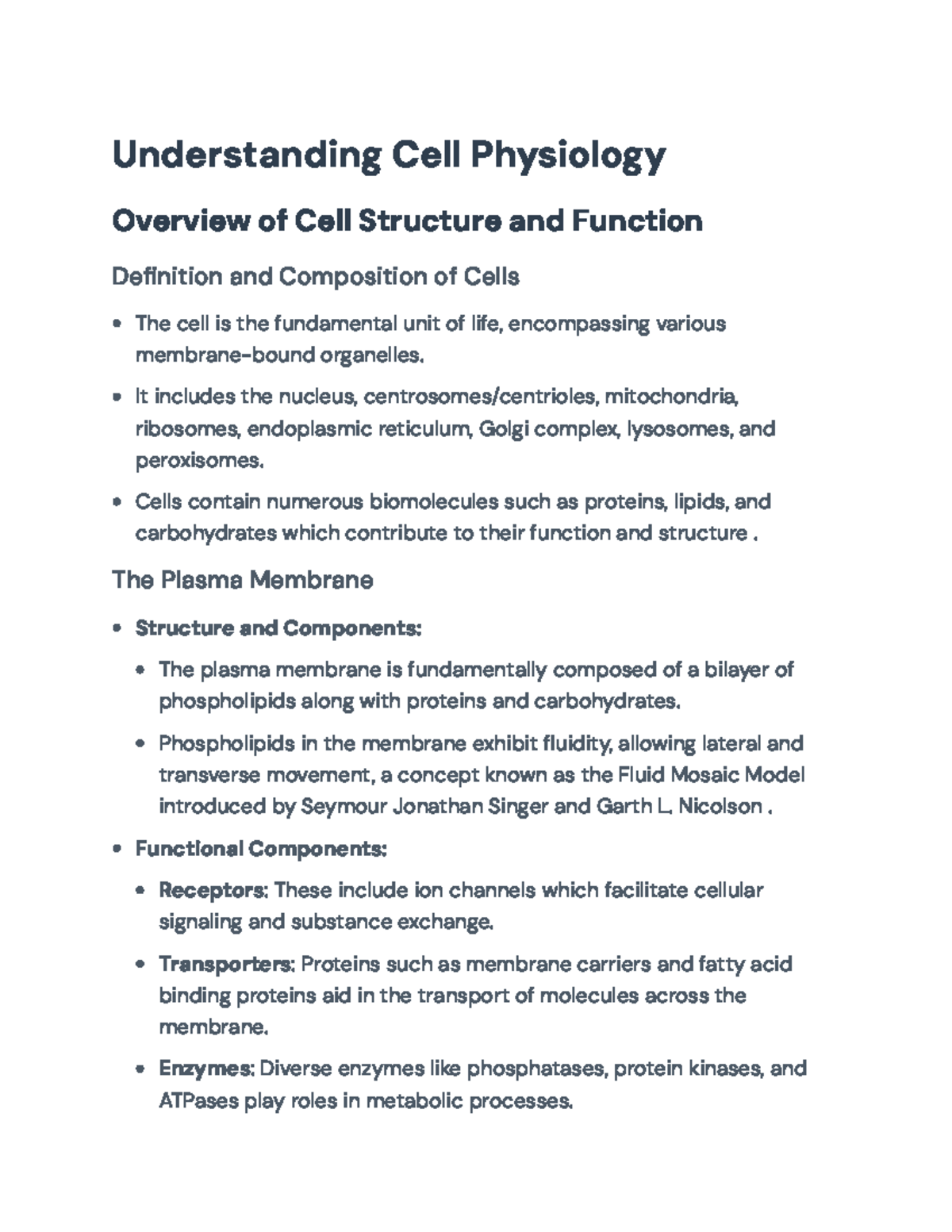 Understanding Cell Physiology: Key Concepts and Structures ...