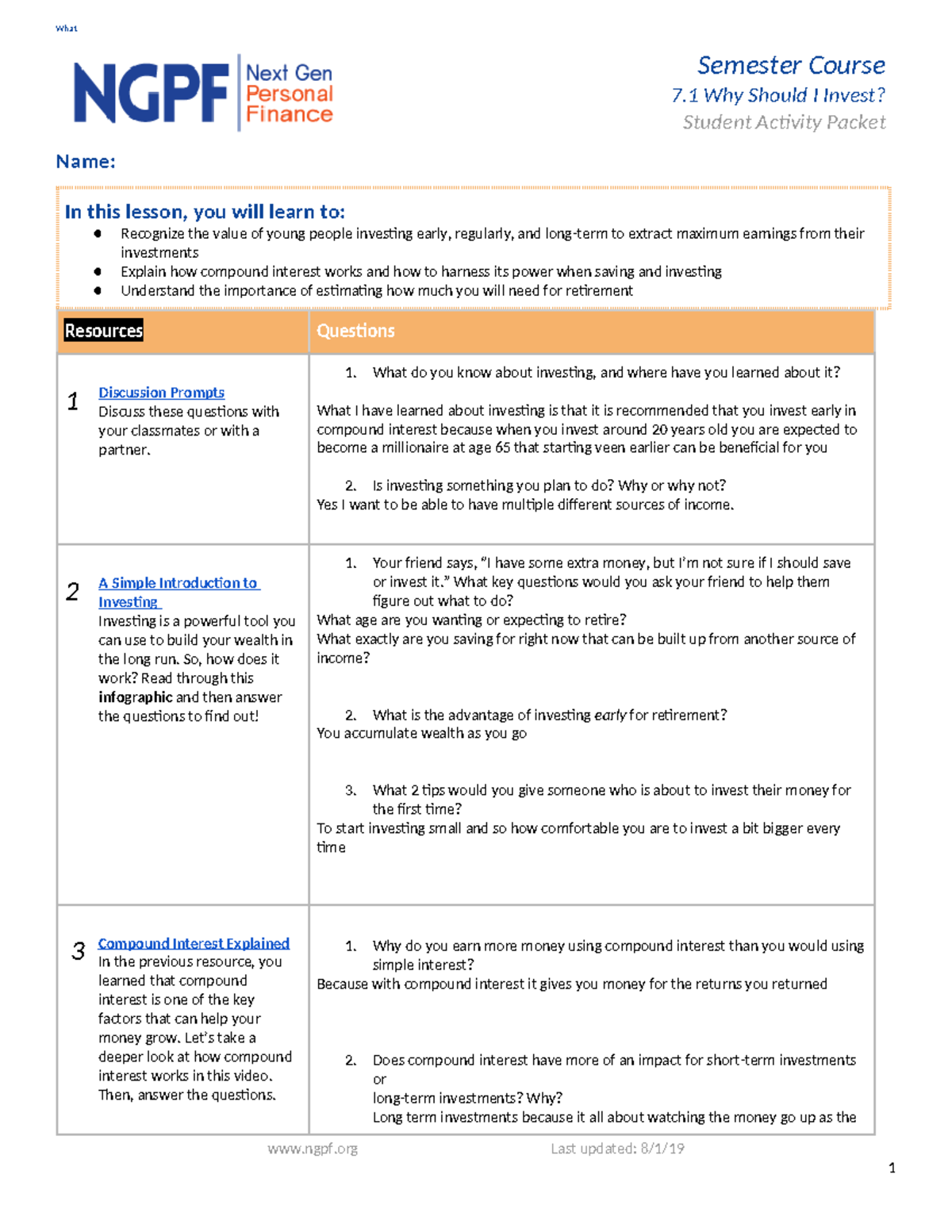 Final Exam: Personal Finance (FIN 101) - Investing & Retirement ...
