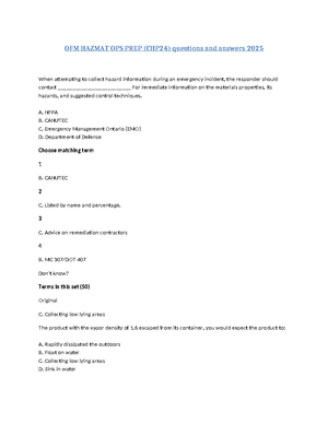 Hazmat Operations Q&A Study Guide 2025: Key Concepts and Insights - Studocu
