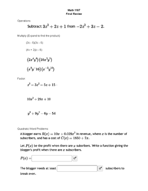 Math 1107 Mod 1 Chapter 0 1 Journal: Charting Directions & Algebra ...