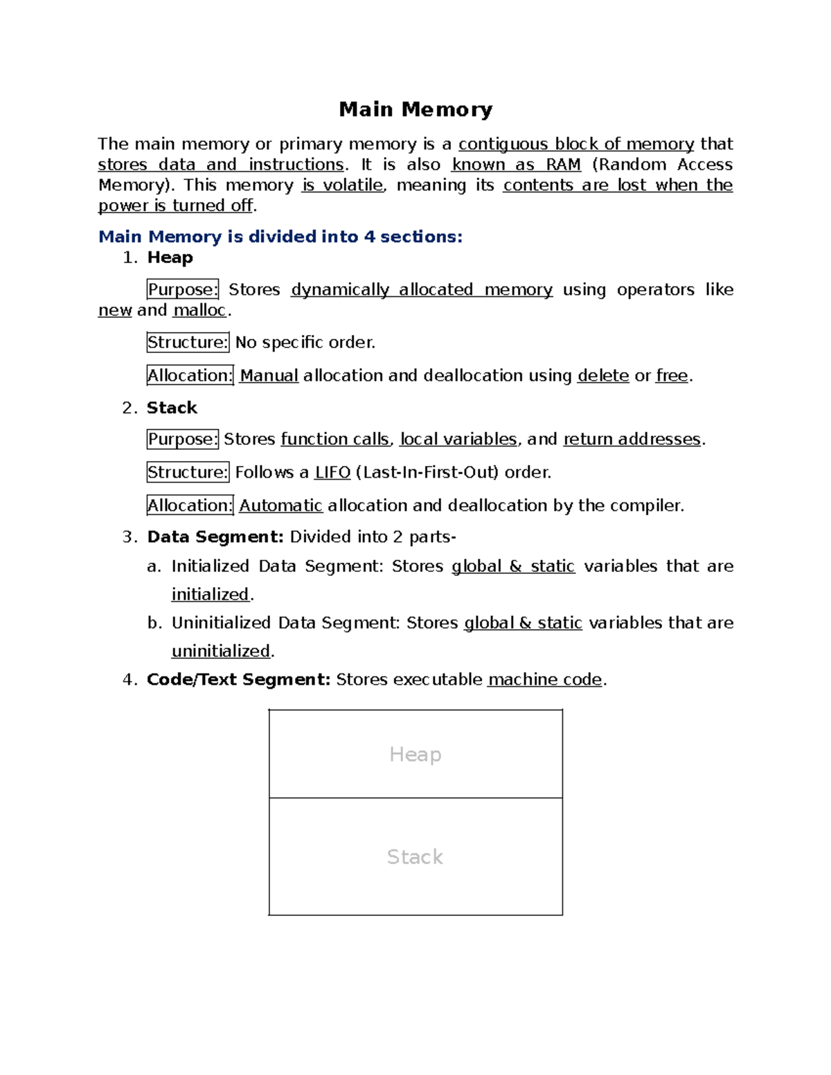 1. Data Structure Basics - Main Memory The main memory or primary ...