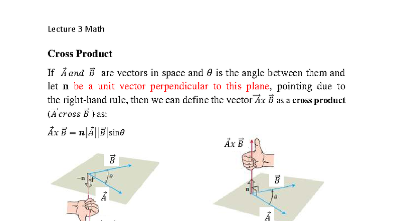 Lecture 3 Math: Understanding the Cross Product and Torque - Studocu