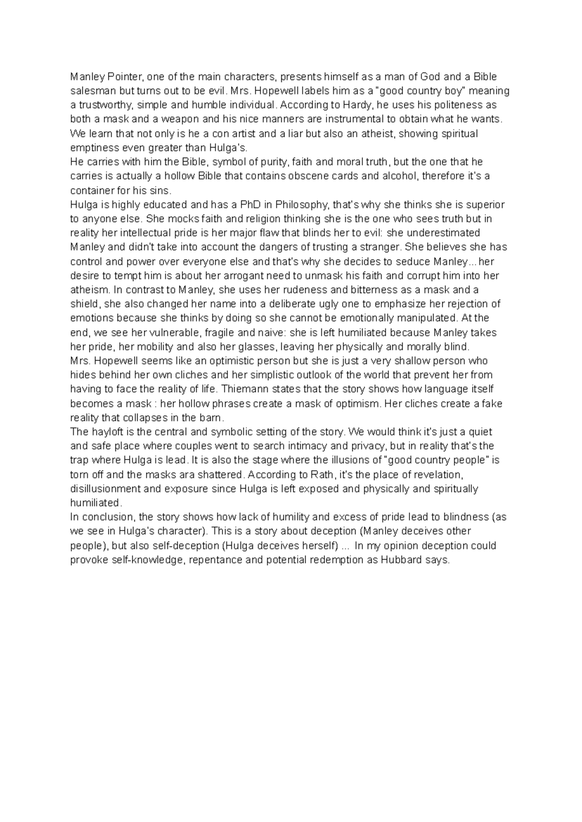 ENG 201: Analysis of Deception in "Good Country People" - Studocu