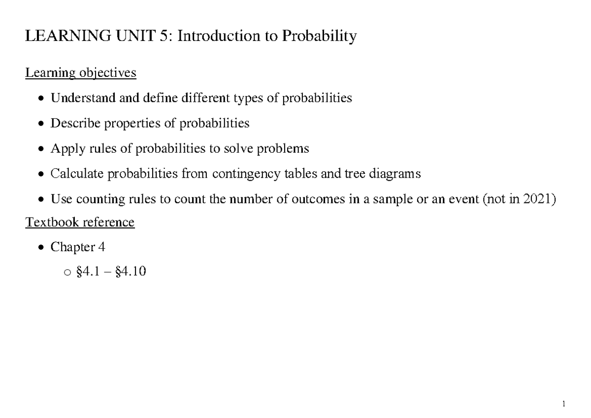 LU5 Lecture Notes - Learming unit 5 - LEARNING UNIT 5: Introduction to ...