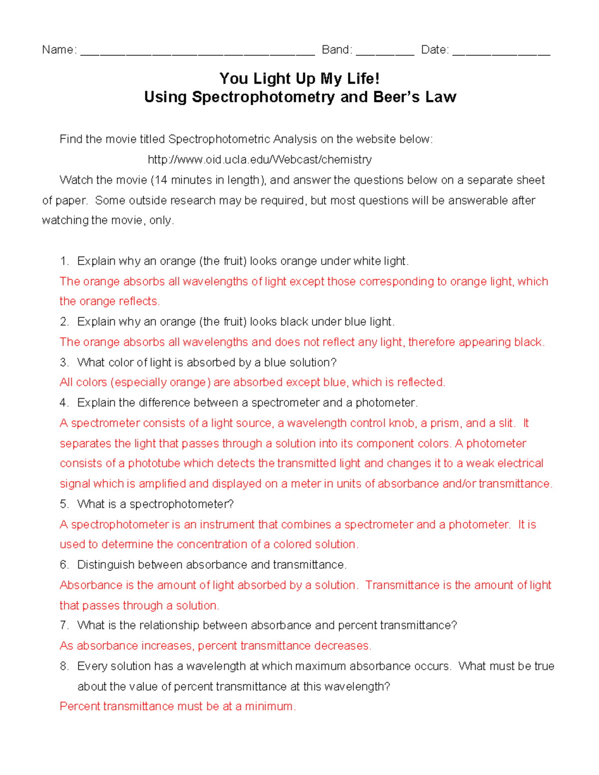 Beer’s Law Lab Answers - AP Chem Final Exam Review - Studocu