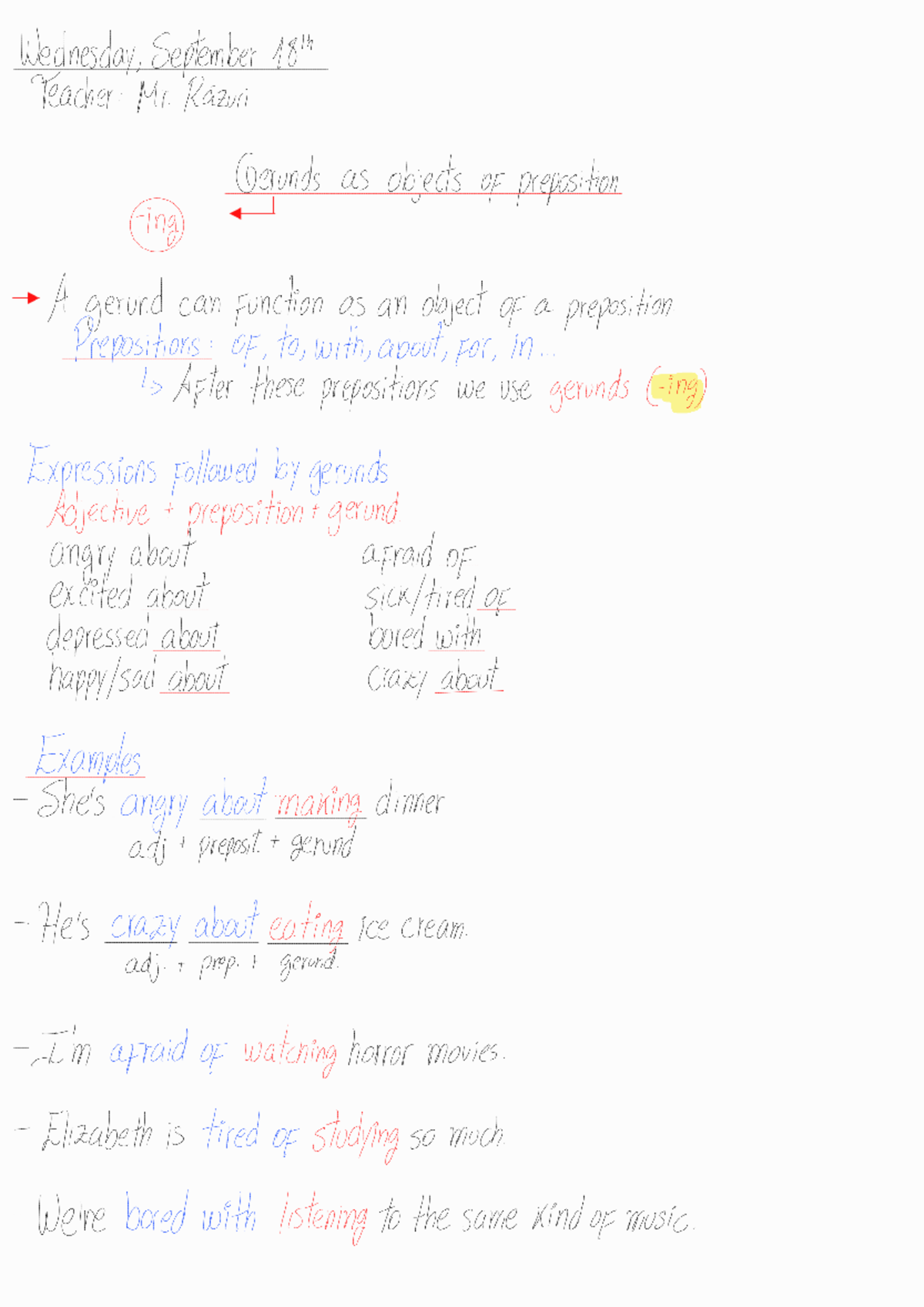 Gerunds as Objects of Preposition - Lesson Notes 240918 213559 - Studocu