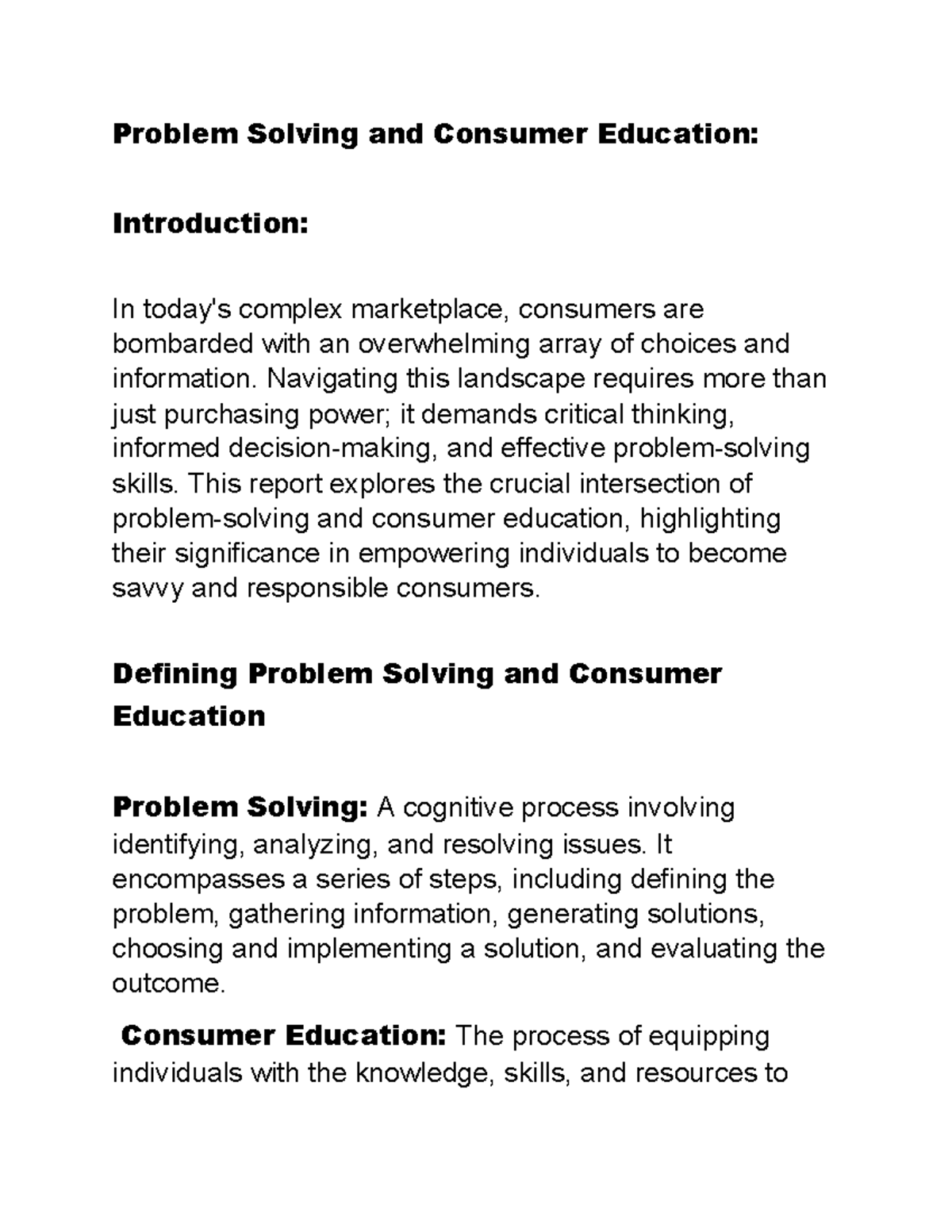 Consumer Education Modules: Problem Solving in Today's Marketplace ...