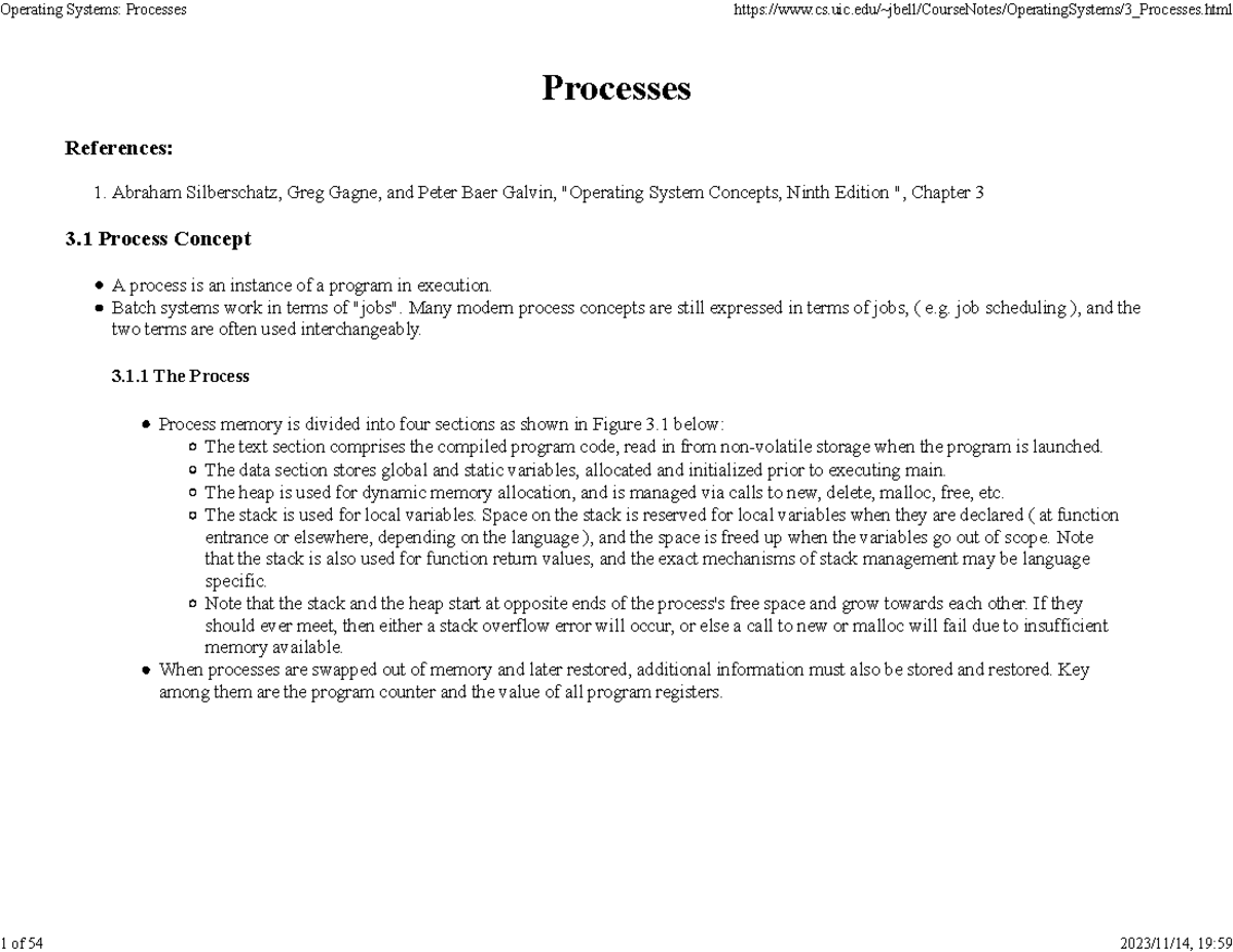 Operating Systems (OS) - Processes Overview and Concepts - Studocu