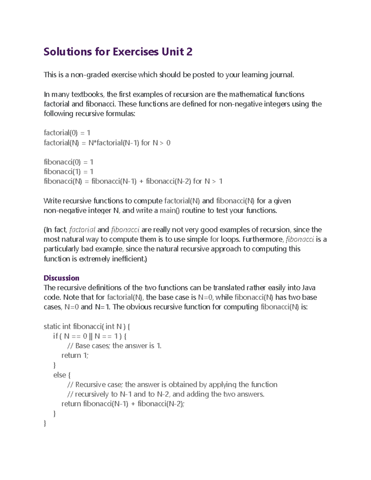 CS 1103 - Exercises Unit 2 - Solutions for Exercises Unit 2 This is a ...