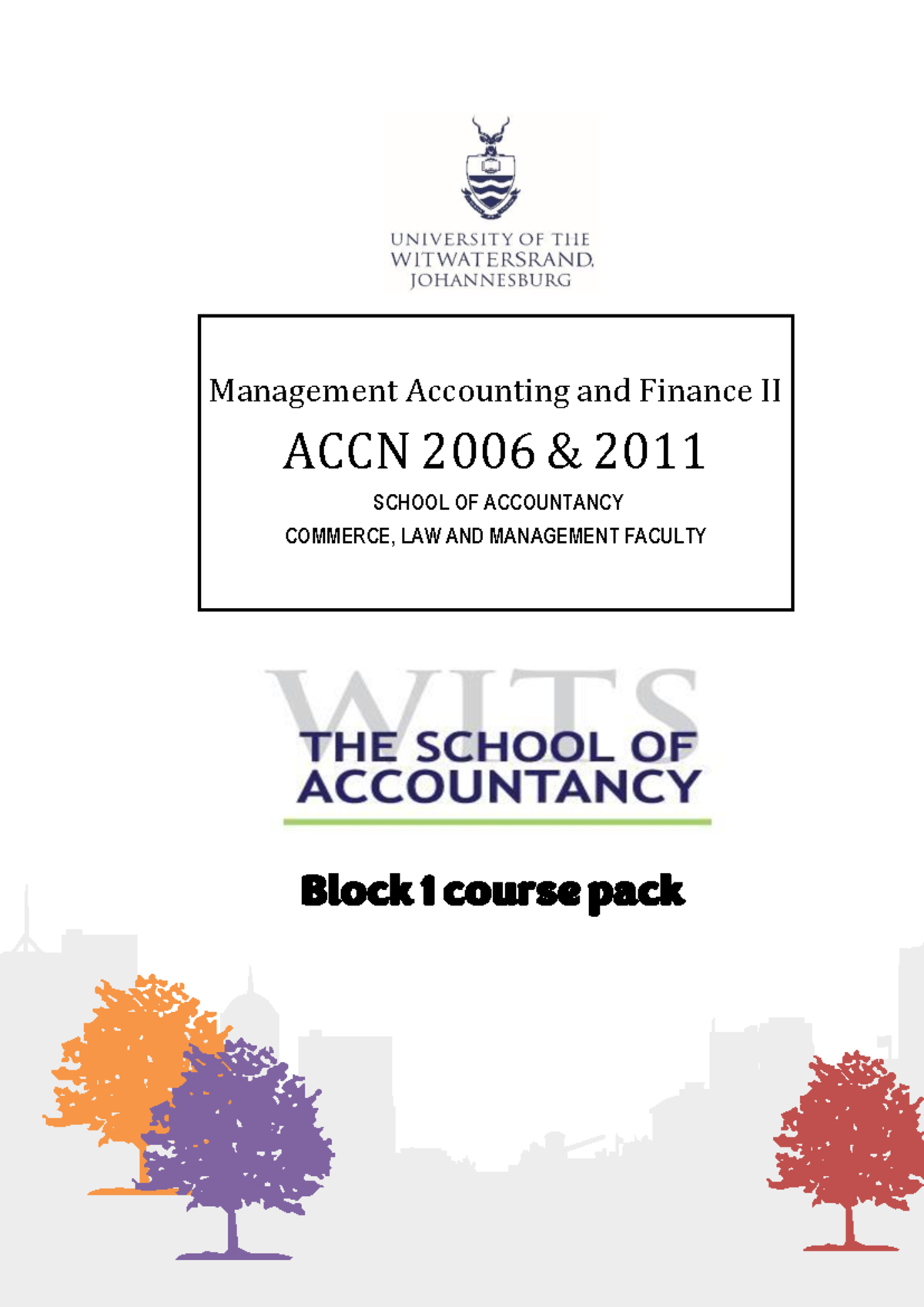 ACCN 2006 & 2011: Management Accounting & Finance II Lecture Notes ...