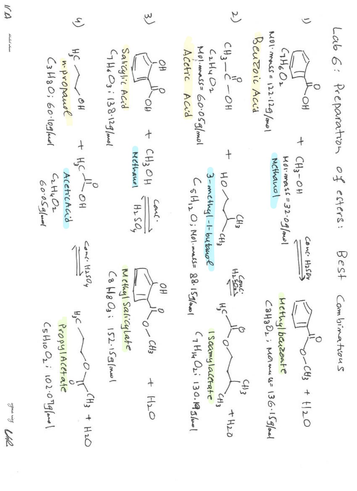 Lab 6: Esters Synthesis Reactions and Best Combinations - Studocu