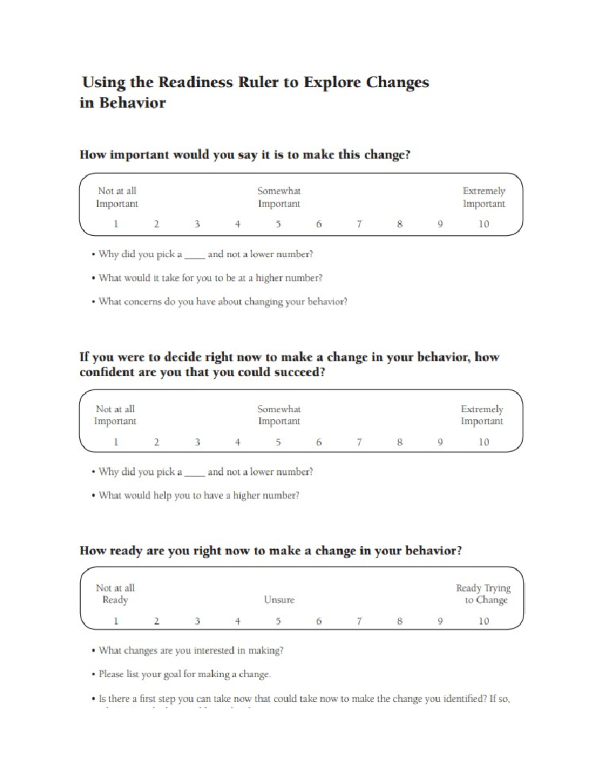 I-IMR - Readiness Ruler for Behavioral Change Assessment - Studocu